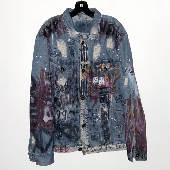 ST.R | Jackets & Coats | 1 Custom Made Denim Jacket Hand Painted By Str ...